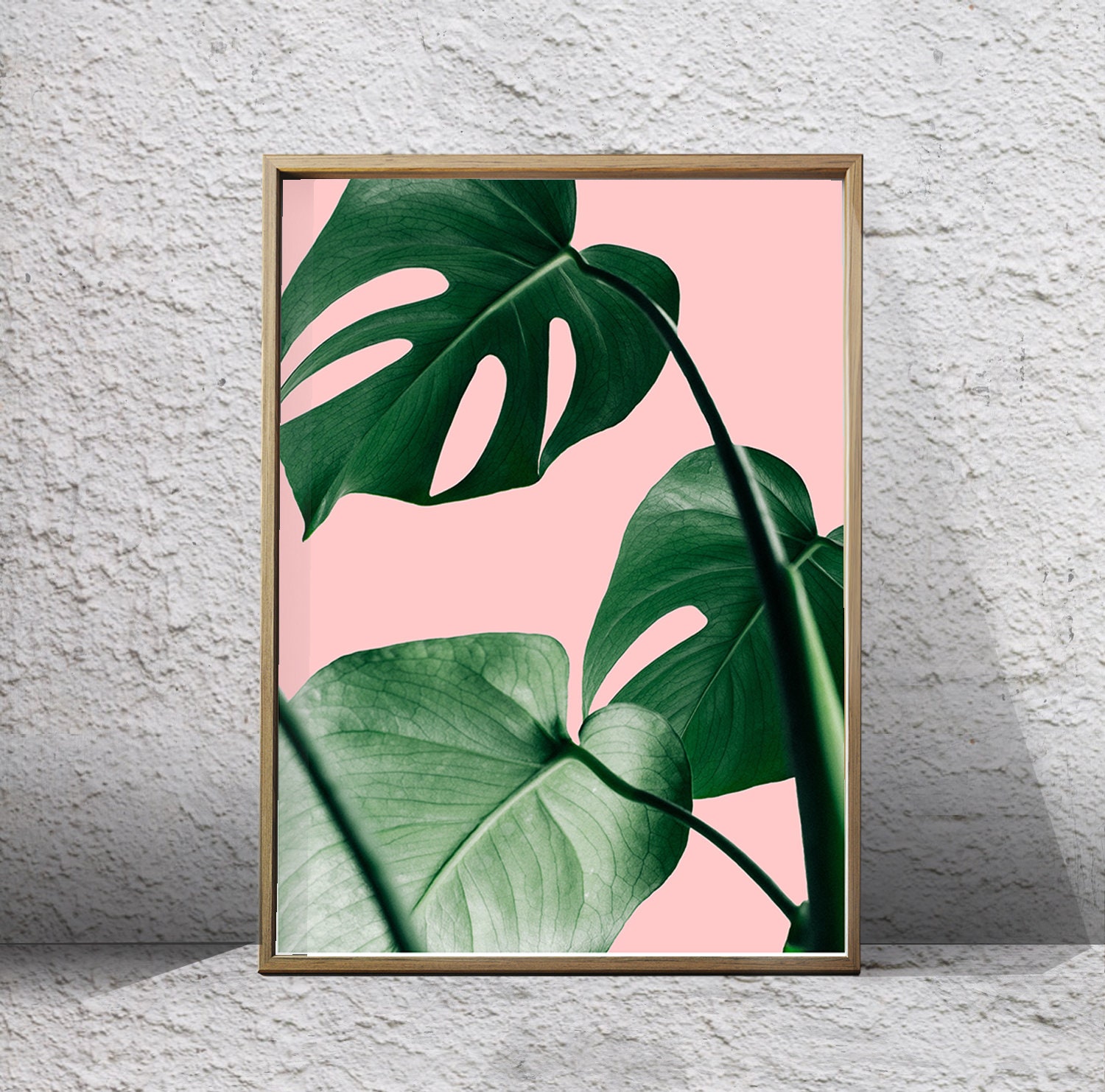 Topical Leaf Prints Set Pink Green Wall art Botanical Posters | Etsy