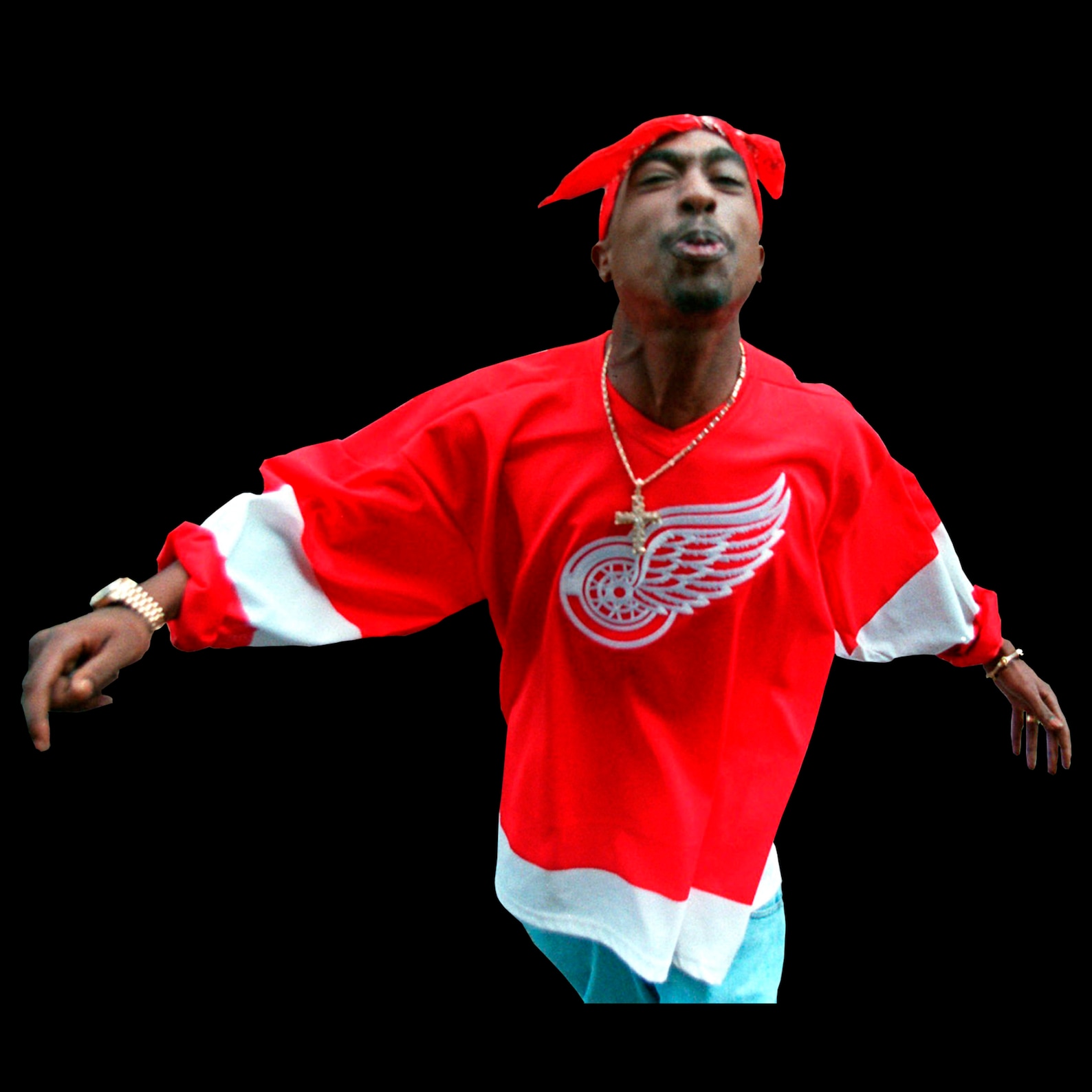 2Pac Tupac Shakur Red Wings T-Shirt Rap Hip-Hop Full Color | Etsy