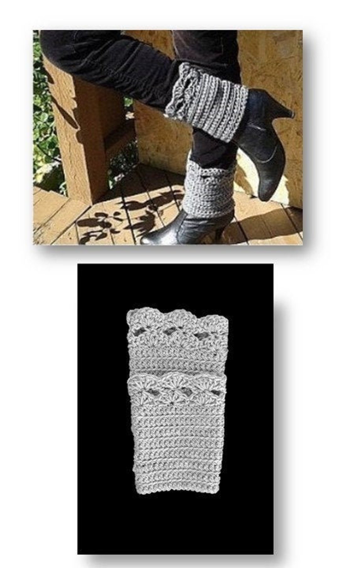 Boot Cuffs Crochet PATTERN Shell Lace Pattern Boot Toppers Leg Warmers ...