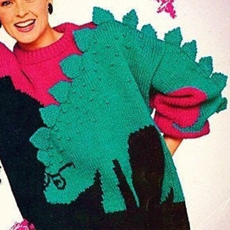 Dinosaur Sweater Knit Pattern, Adult Stegosaurus Pullover (PDF Pattern ...