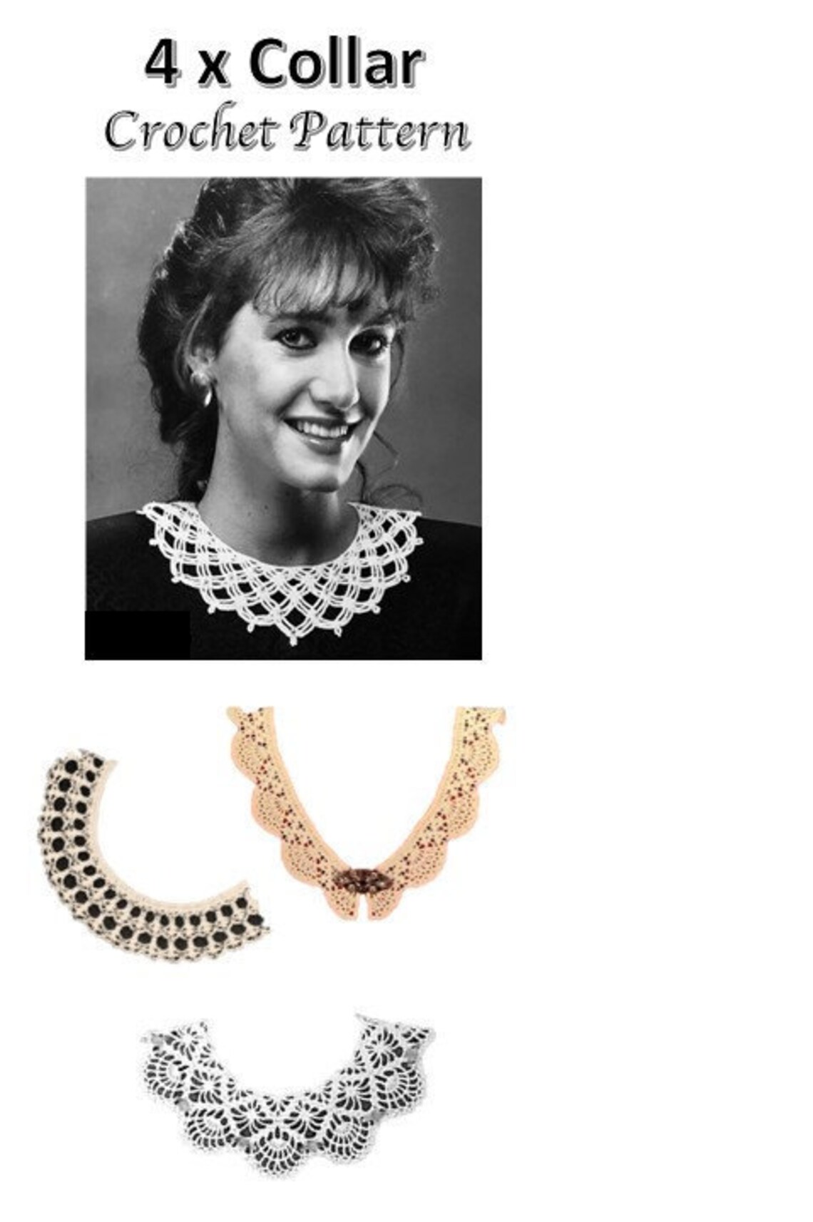 4 Crochet Collar Pattern Vintage Lace Jewelry Detachable Victorian ...