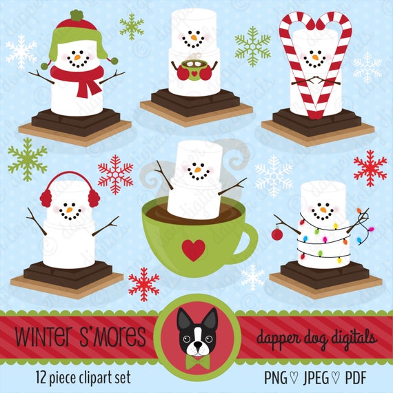 S'mores Snowman Clipart Pack Commercial Use Vector - Etsy