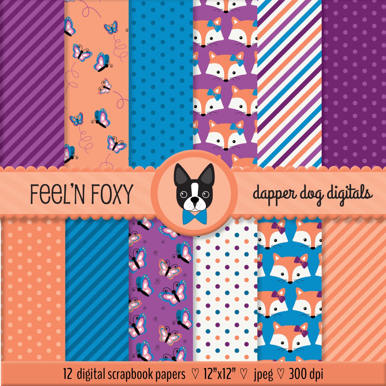 Fox Digital Paper Pack Commercial Use, Scrapbook Papers - Etsy