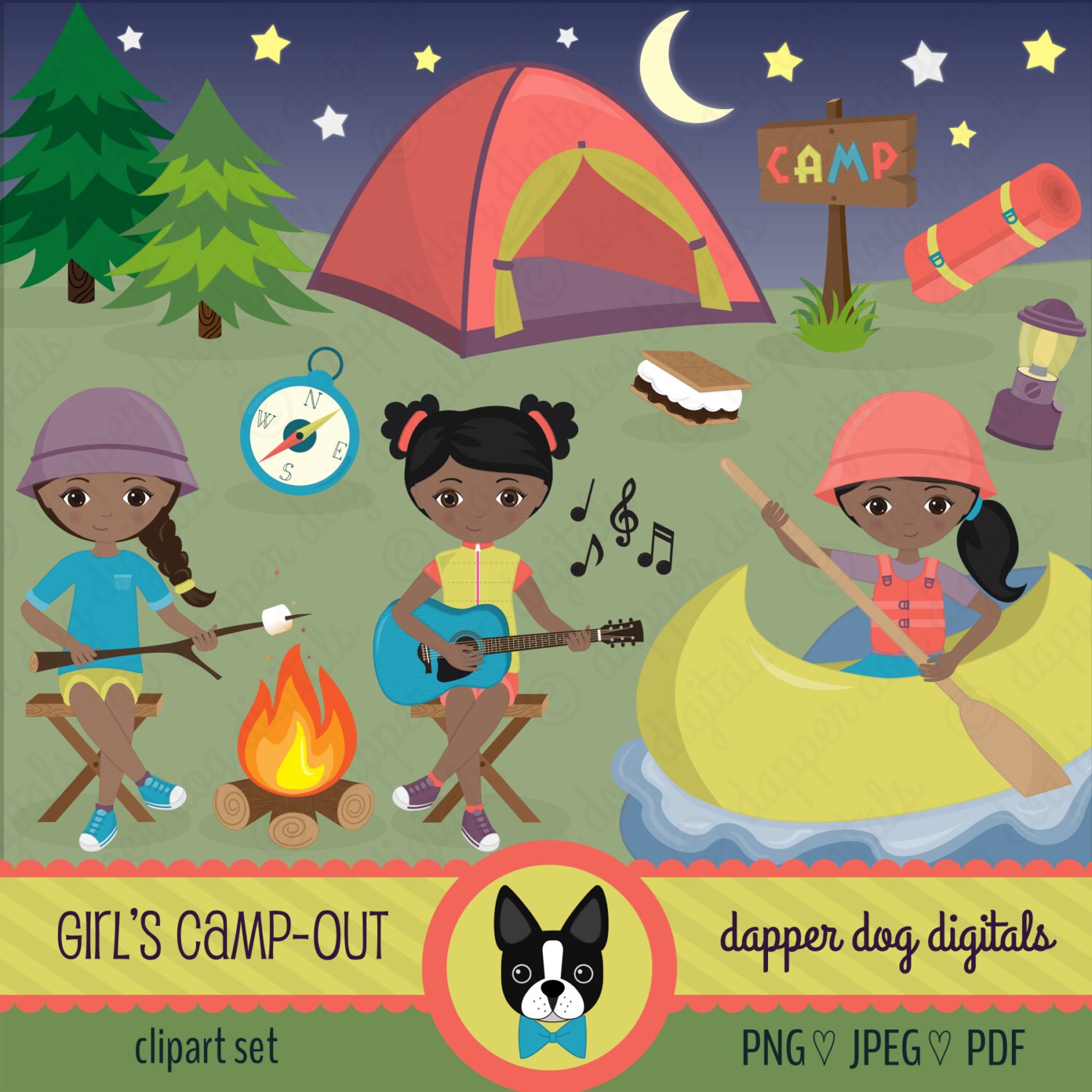 Girl Camping Clip Art