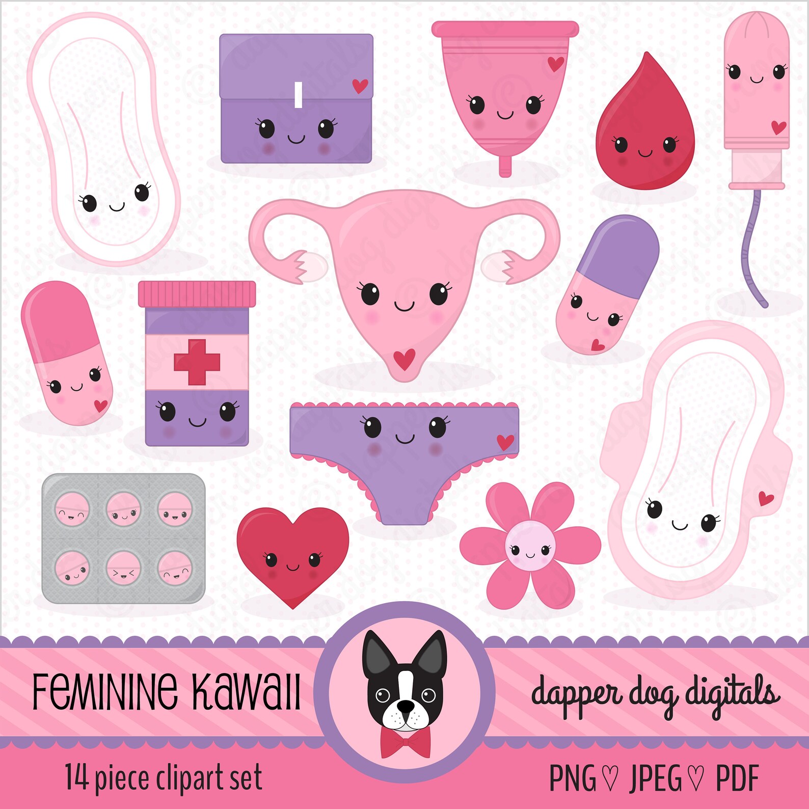 Period Clipart Kawaii Tracker Pack Commercial Use, Vector Images ...