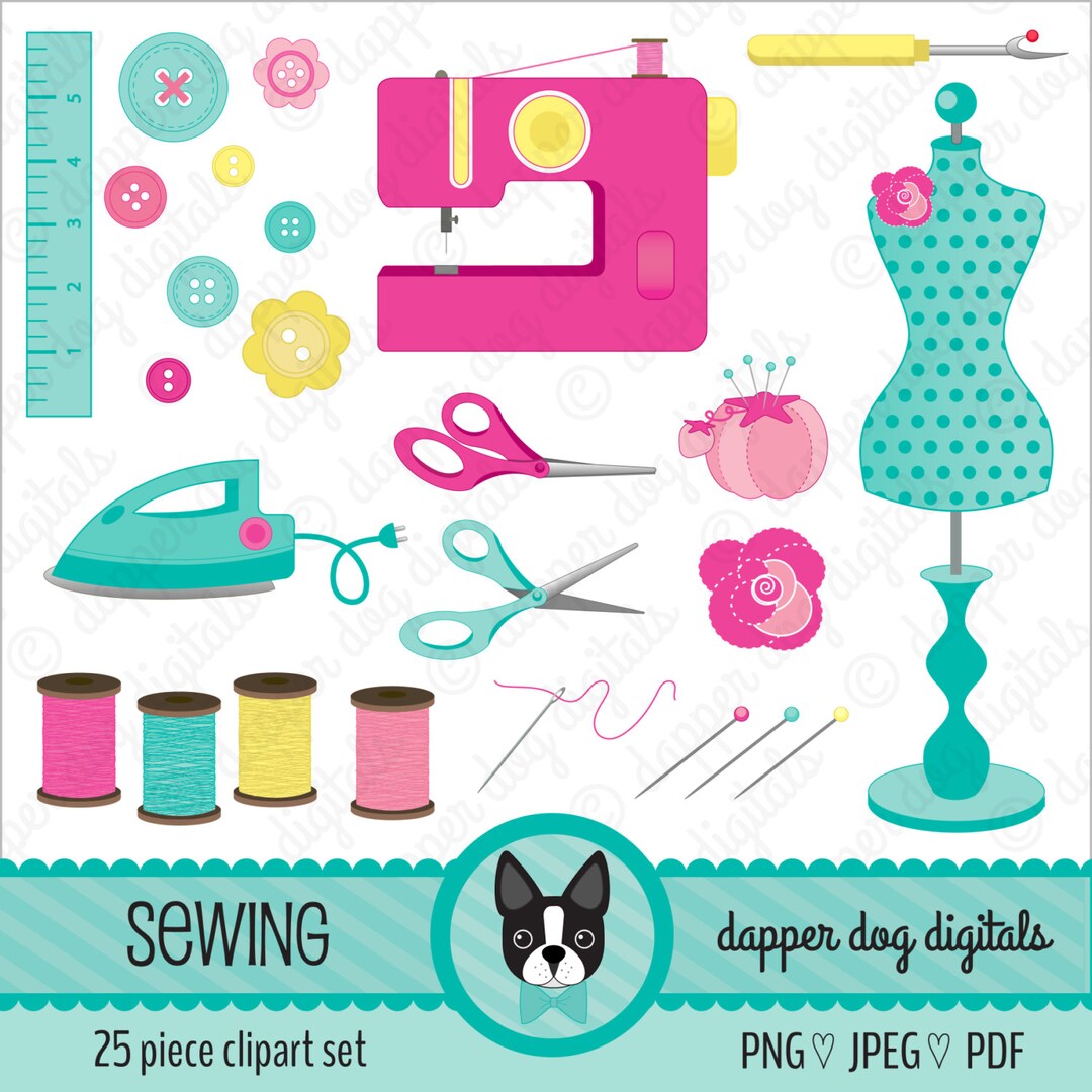 Sewing Clipart Pack Commercial Use, Vector Images, Digital Clip Art ...