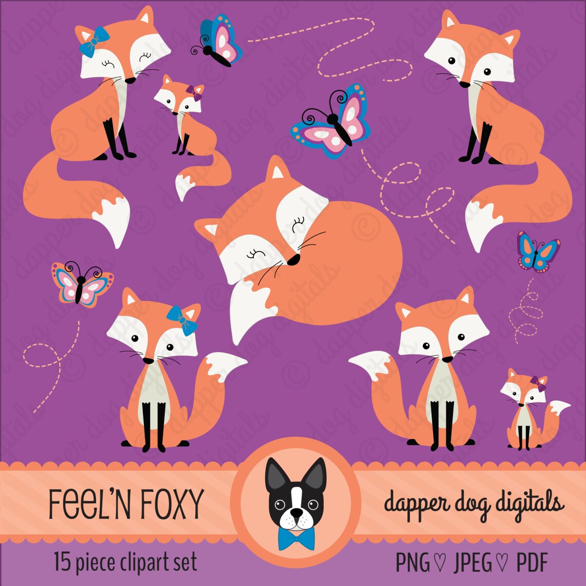 Fox Clipart Set Commercial Use, Vector Images, Digital Clip Art ...