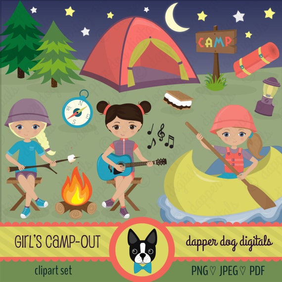 Girl Camping Clip Art