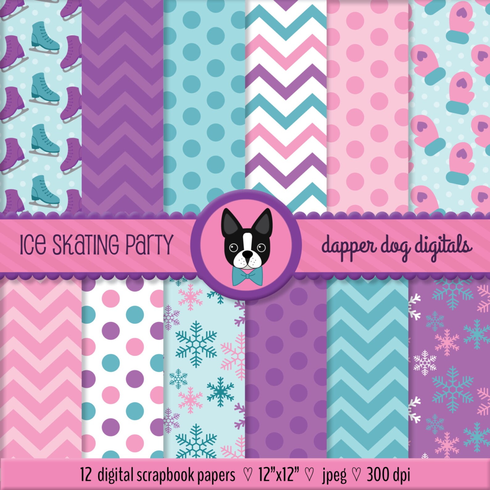 Ice Skating Digital Paper Pack Commercial Use, Scrapbook Papers - Etsy