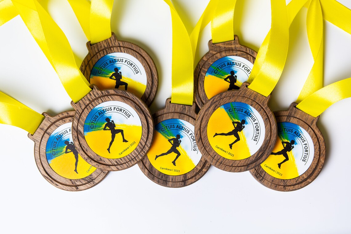 Personalized Oak & Acrylic Sports Medal: Custom Award With UV Print or ...