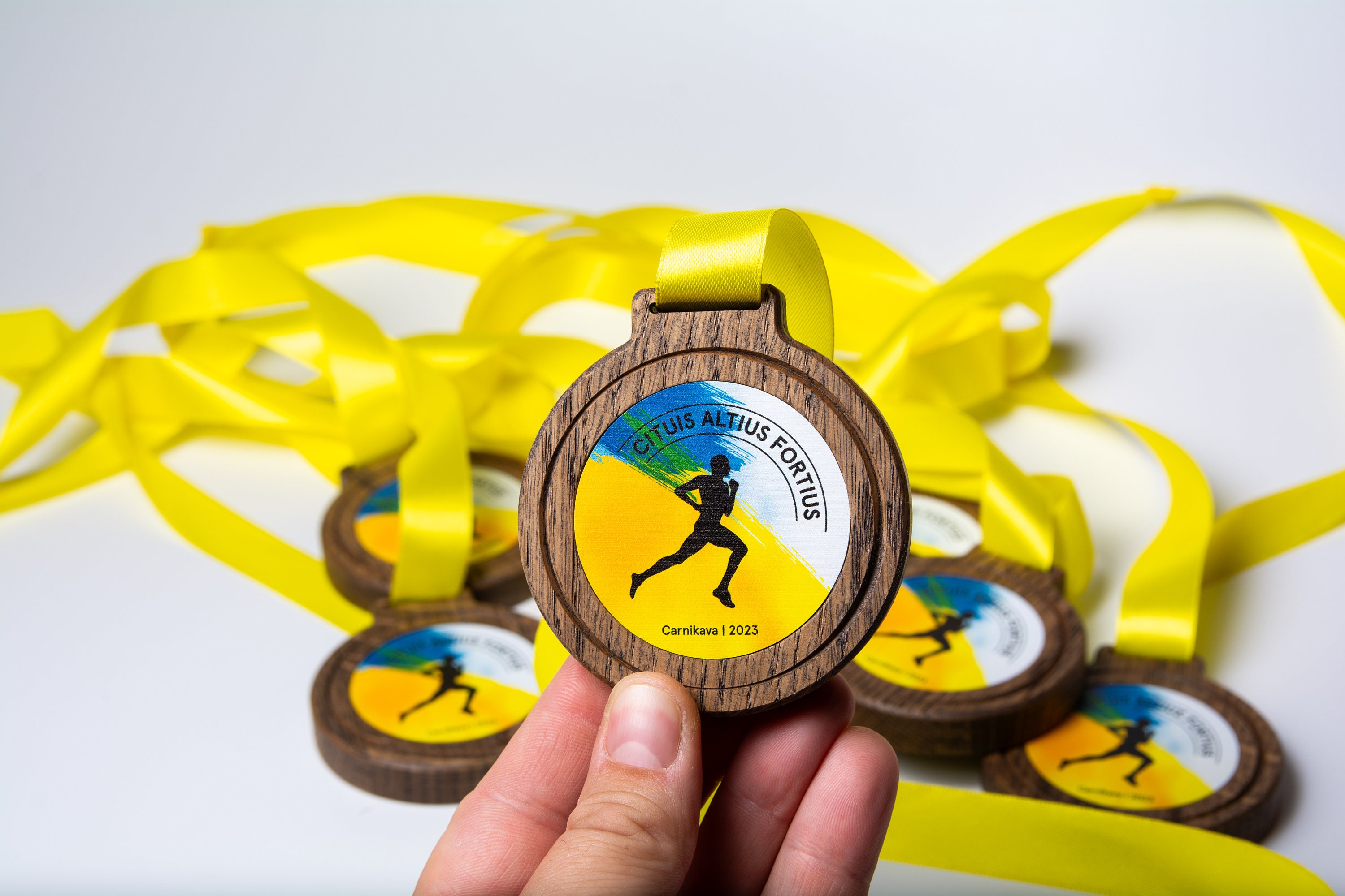 Personalized Oak & Acrylic Sports Medal: Custom Award With UV Print or ...