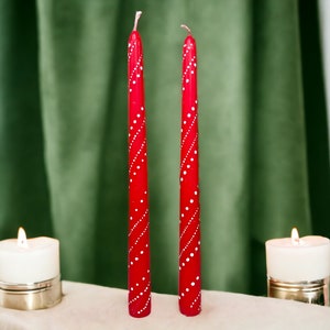 Candy Cane Taper Candles Hand-painted Pair - Etsy