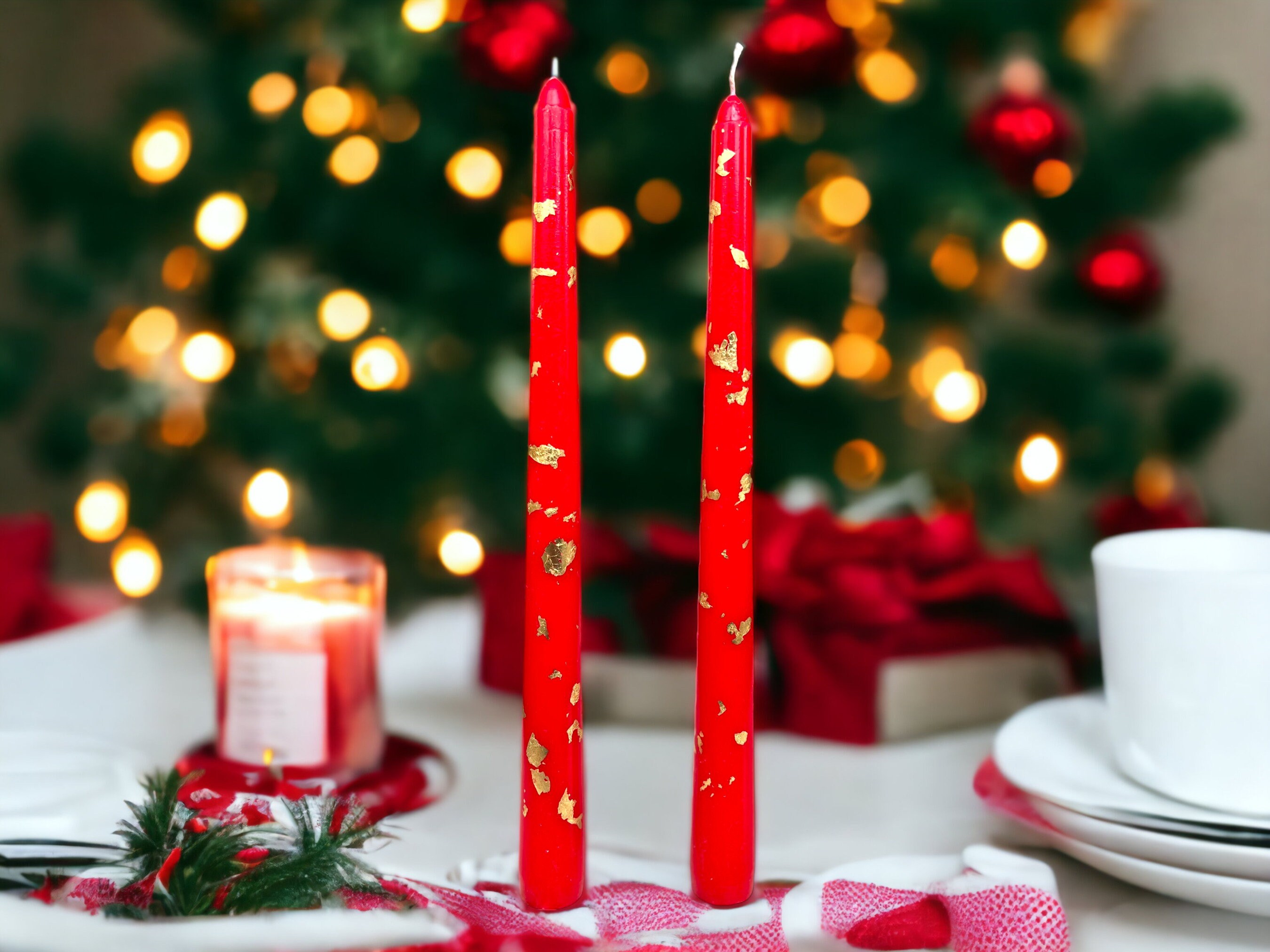 Gold Flake Taper Candles Hand-painted - Etsy