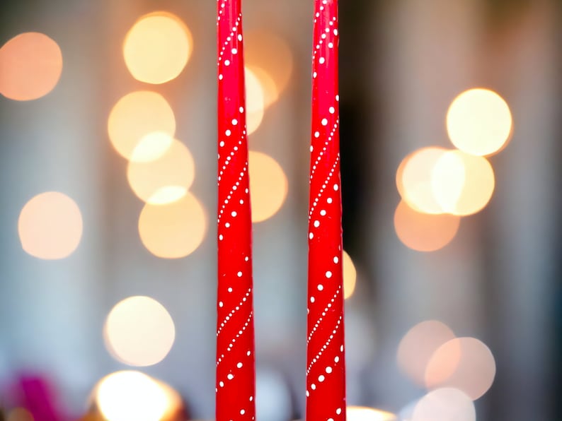 Candy Cane Taper Candles Hand-painted - Etsy