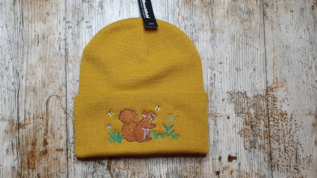 Cute Squirrel Embroidered Winter Beanie Hat - Etsy