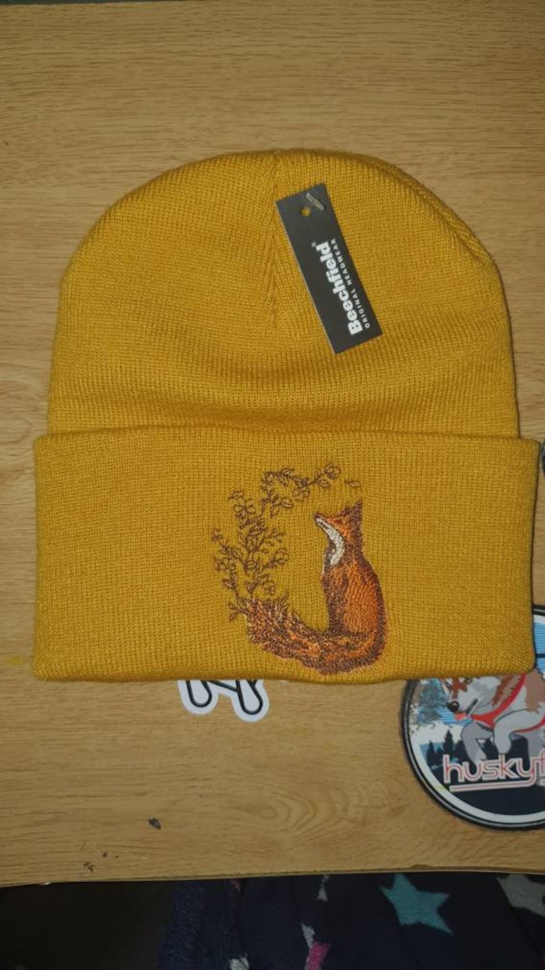 Floral Fox Winter Embroidered Beanie Hat - Etsy Canada