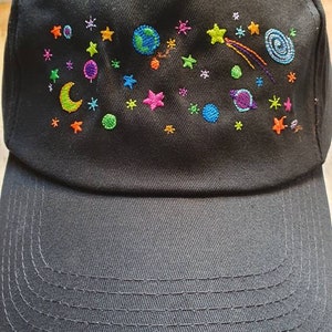 Space Cosmic Galactic Solar System Embroidered Black Unisex Cap Science ...