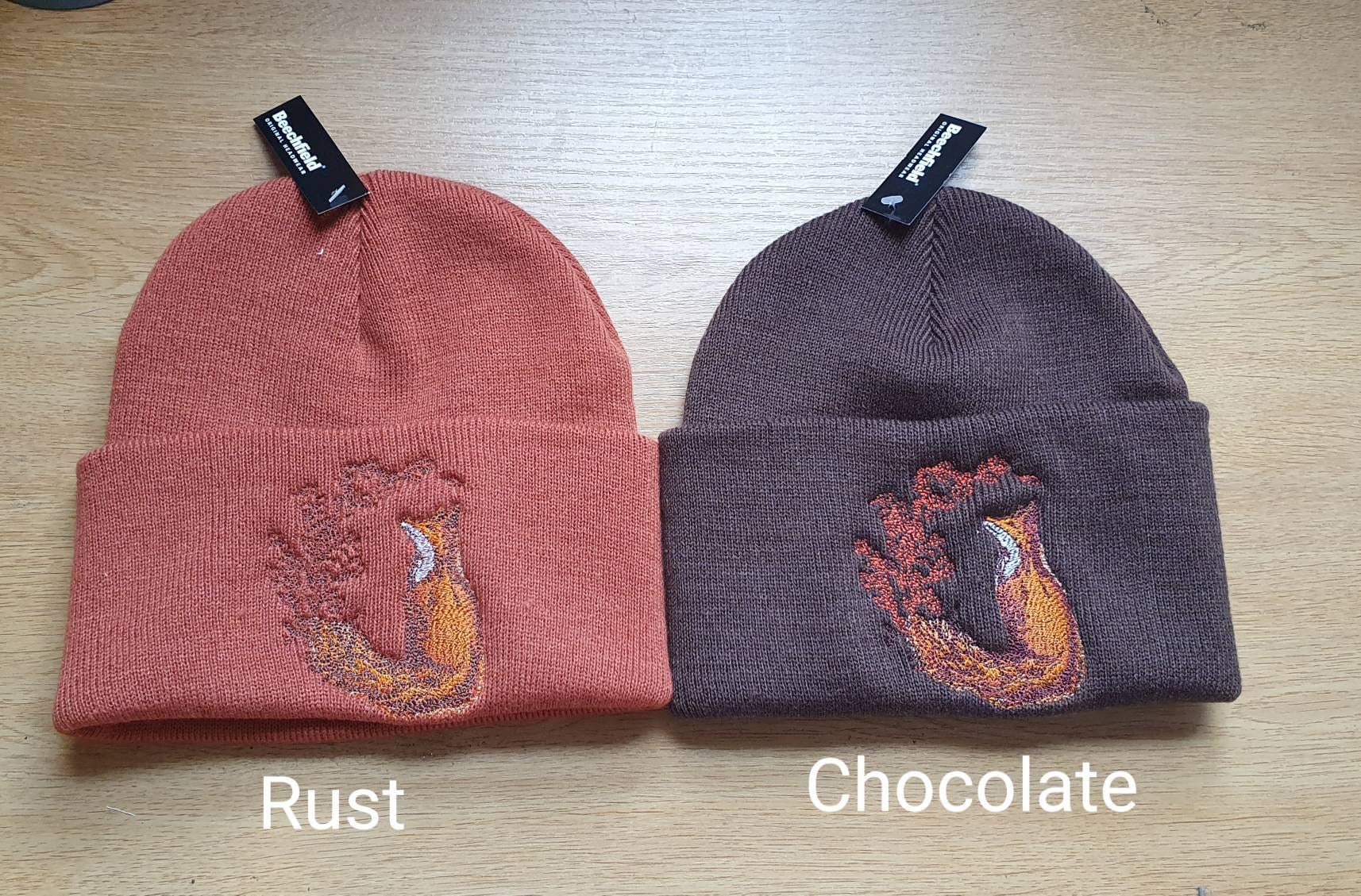 Floral Fox Winter Embroidered Beanie Hat | Etsy UK