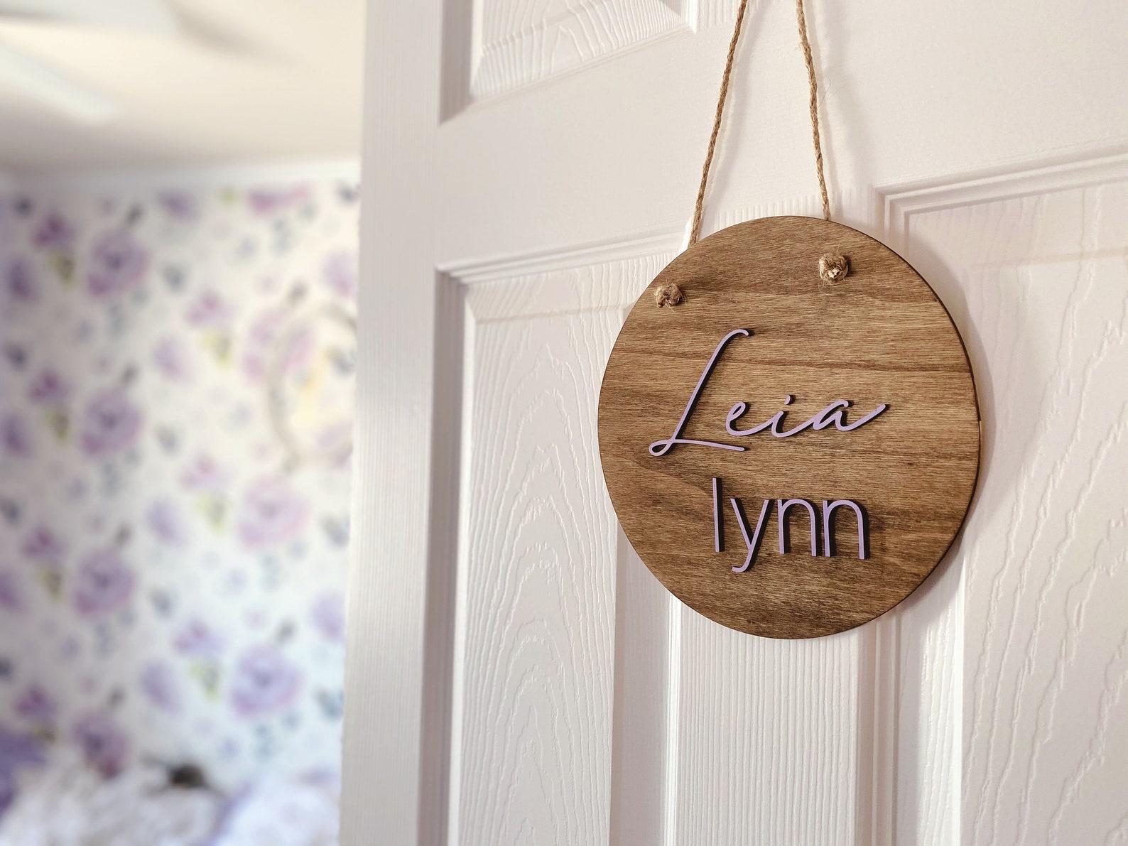 Wood Round Name Sign Door Name Sign Bedroom Door Name - Etsy