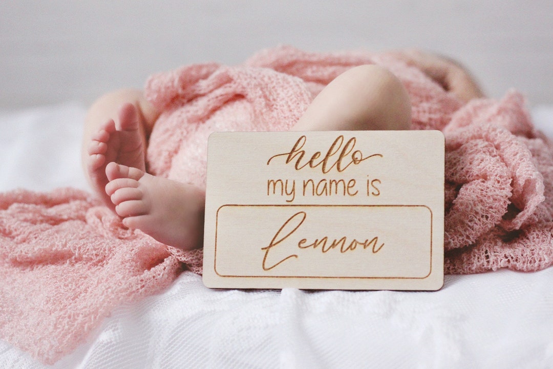 Hello My Name is Sign | Birth Announcement | Newborn Photo Prop | Baby ...