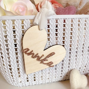 Heart Name Tag 2024 Valentine Name Tag Acrylic Name Tag Wood Heart Tag ...