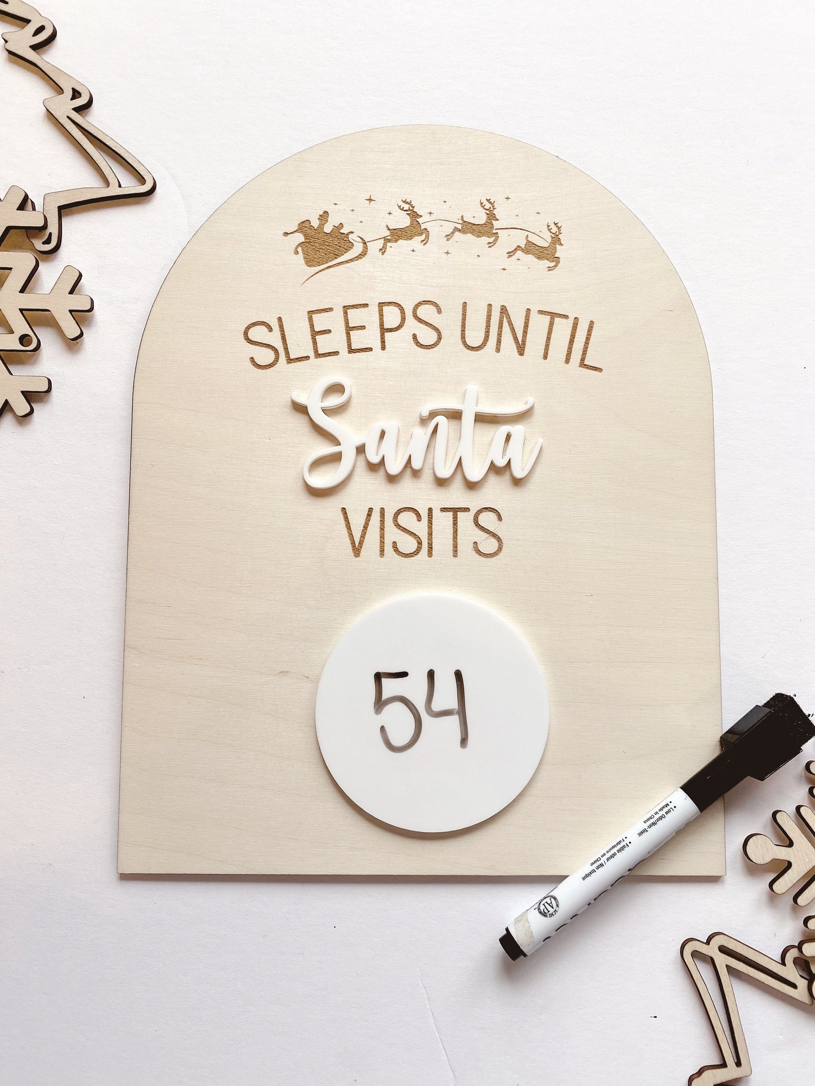 Christmas Countdown Dry Erase Sign | Sleeps Until Christmas Countdown ...