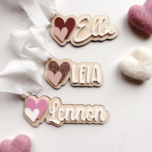 Heart Name Tag 2024 Valentine Name Tag Acrylic Name Tag Wood Heart Tag ...