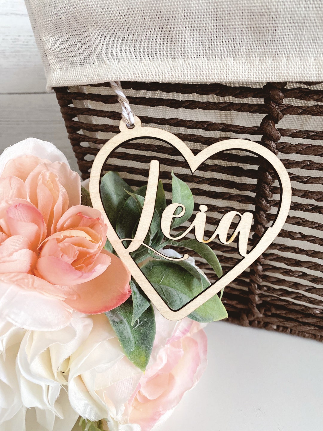 Heart Name Tag | Valentine Name Tag | Acrylic Name Tag | Wood Heart Tag ...