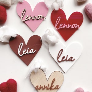Heart Name Tag 2024 Valentine Name Tag Acrylic Name Tag Wood Heart Tag ...