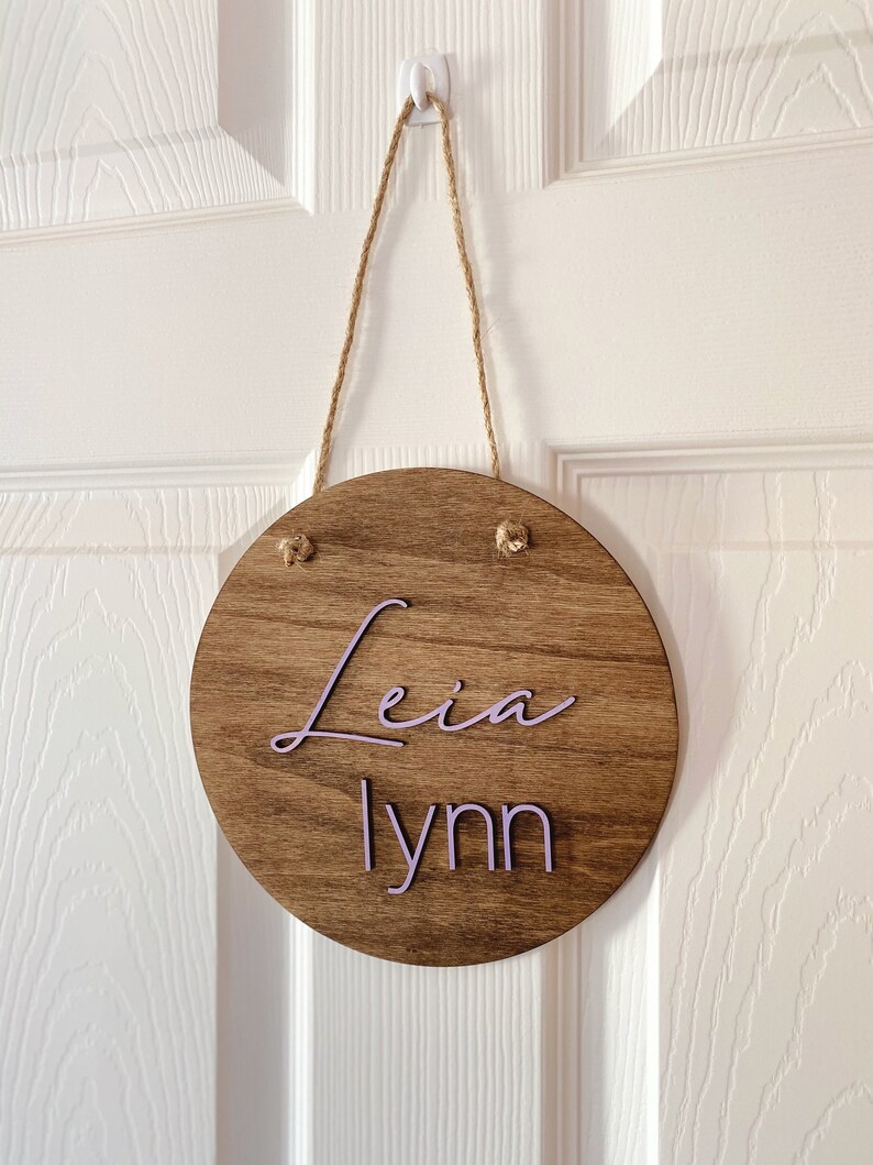 Wood Round Name Sign Door Name Sign Bedroom Door Name - Etsy Canada