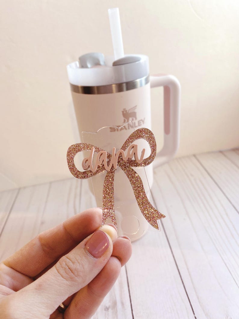 Tumbler Bow Name Plate | H2.0 Name Plate | Custom Tumbler Topper ...
