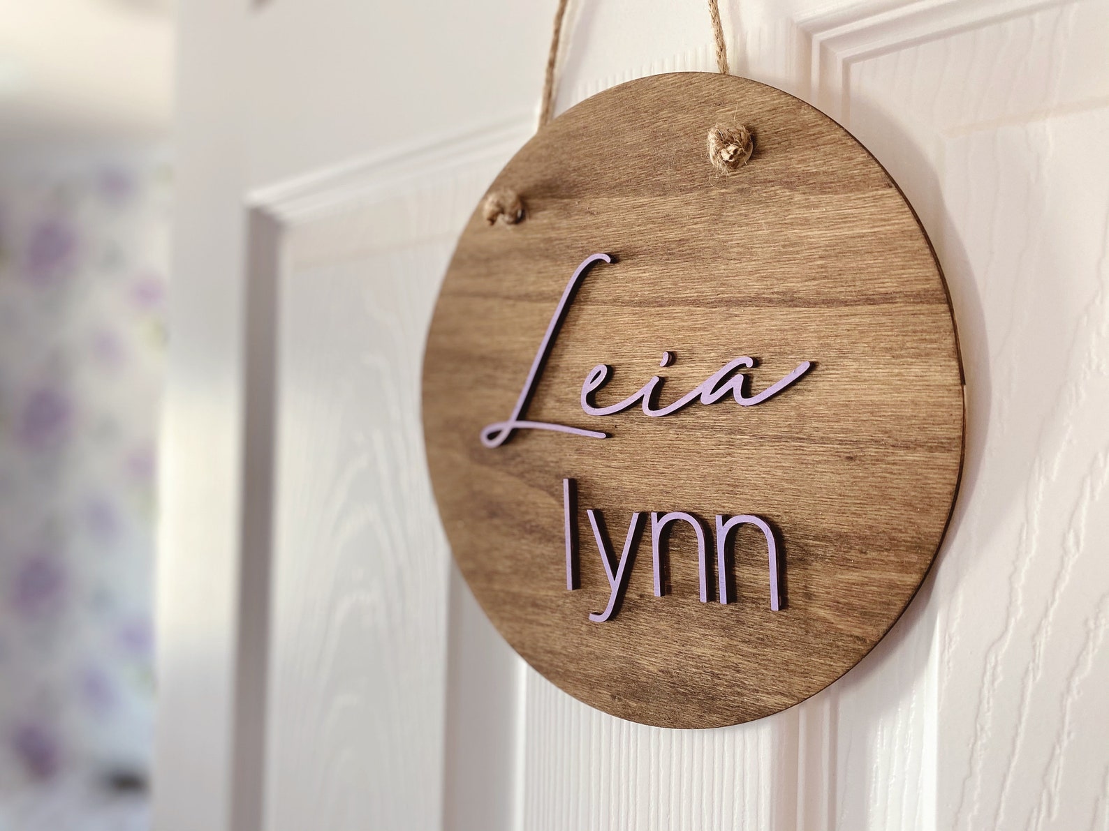 Wood Round Name Sign Door Name Sign Bedroom Door Name - Etsy Canada