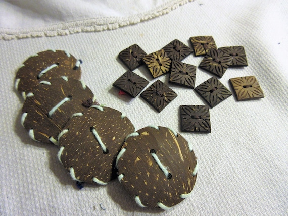 Assortment of Coco Shell Buttons 4 Round Large 12 Square | Etsy