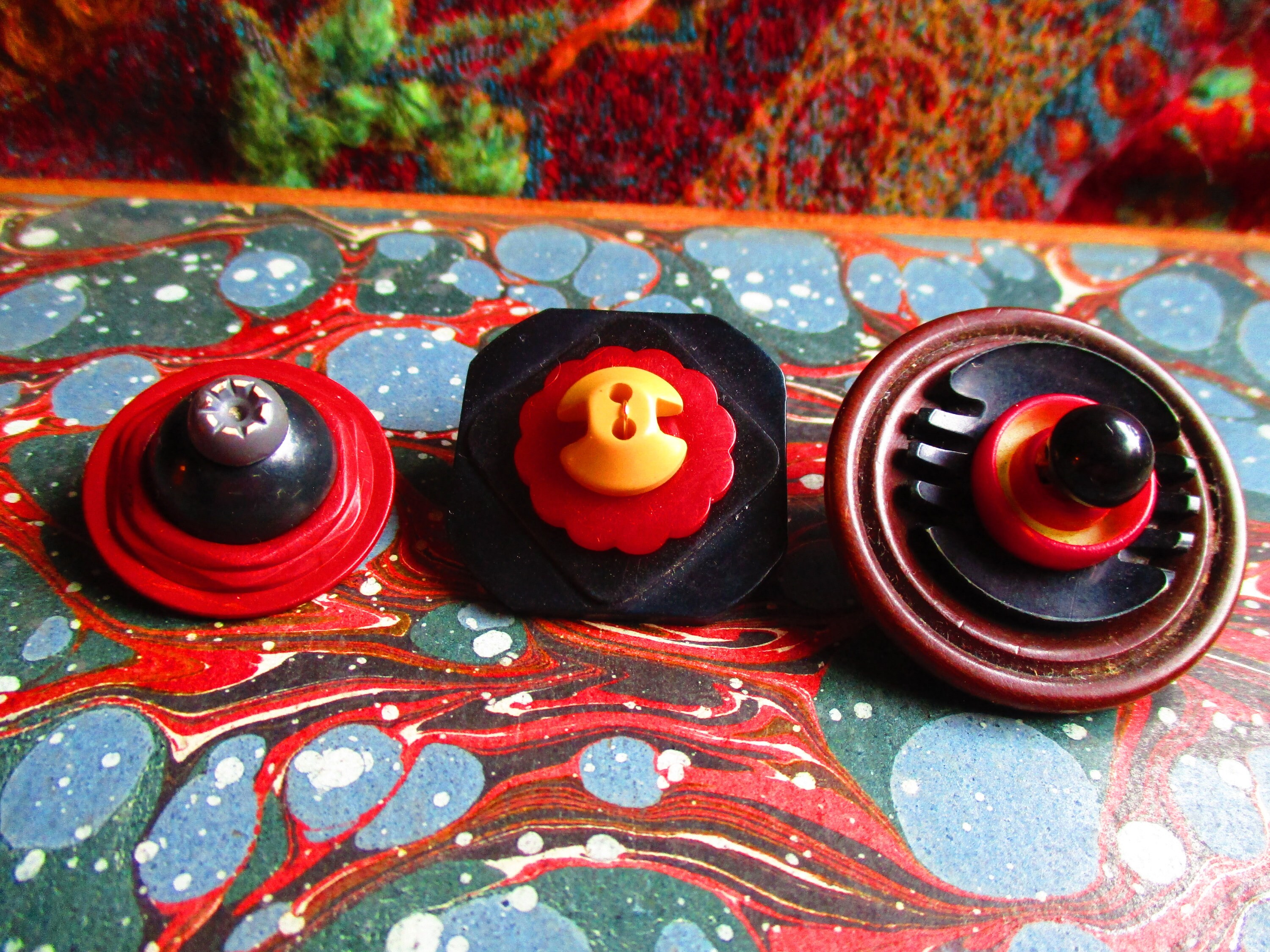 3 Bakelite Button Stacks, Larger Sized, 3-button Stacks, Art Deco ...