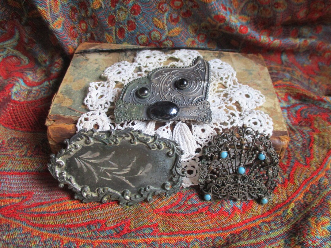 Antique Edwardian Buckle Pieces, Half Buckles, Costume/cosplay, Silver ...