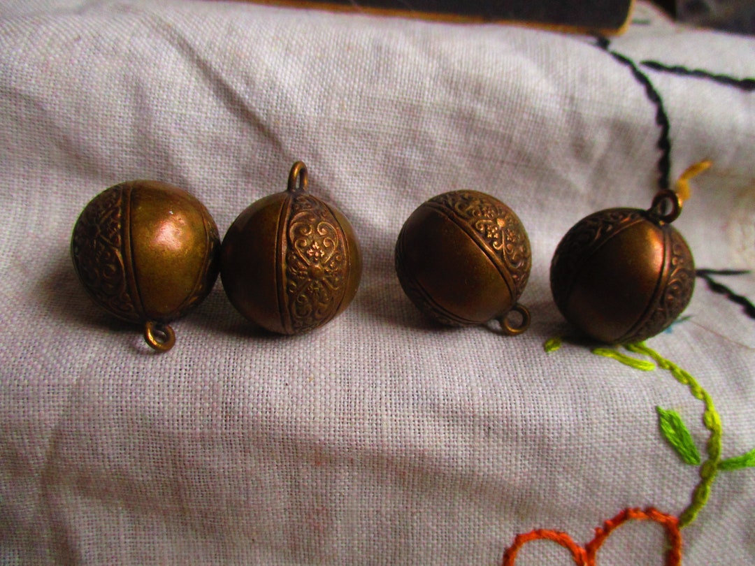 Edwardian Embossed Metal Ball Buttons, Art Nouveau Design, Rare Find ...