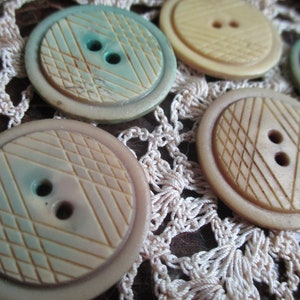 Art Deco Celluloid Wafer Buttons, Set of 6, Beige and Pale Green ...