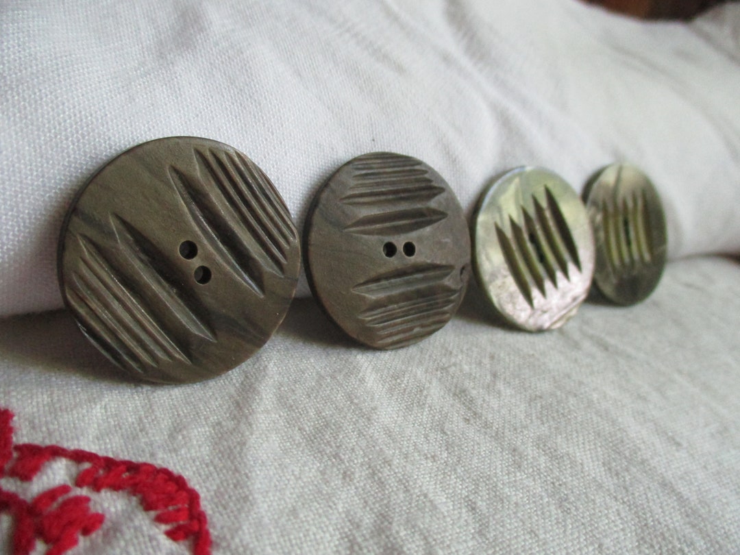 2 Pair S Art Deco Wafer Style Buttons, Cut Bakelite, 1930's Buttons, 2 ...