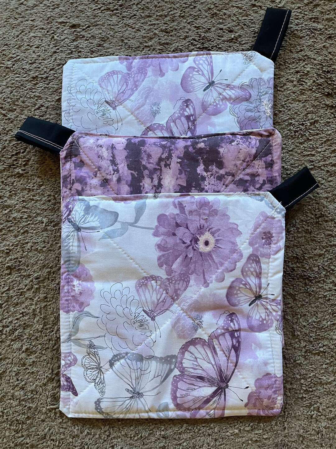 Purple Butterfly Set of 3 Potholders - Etsy