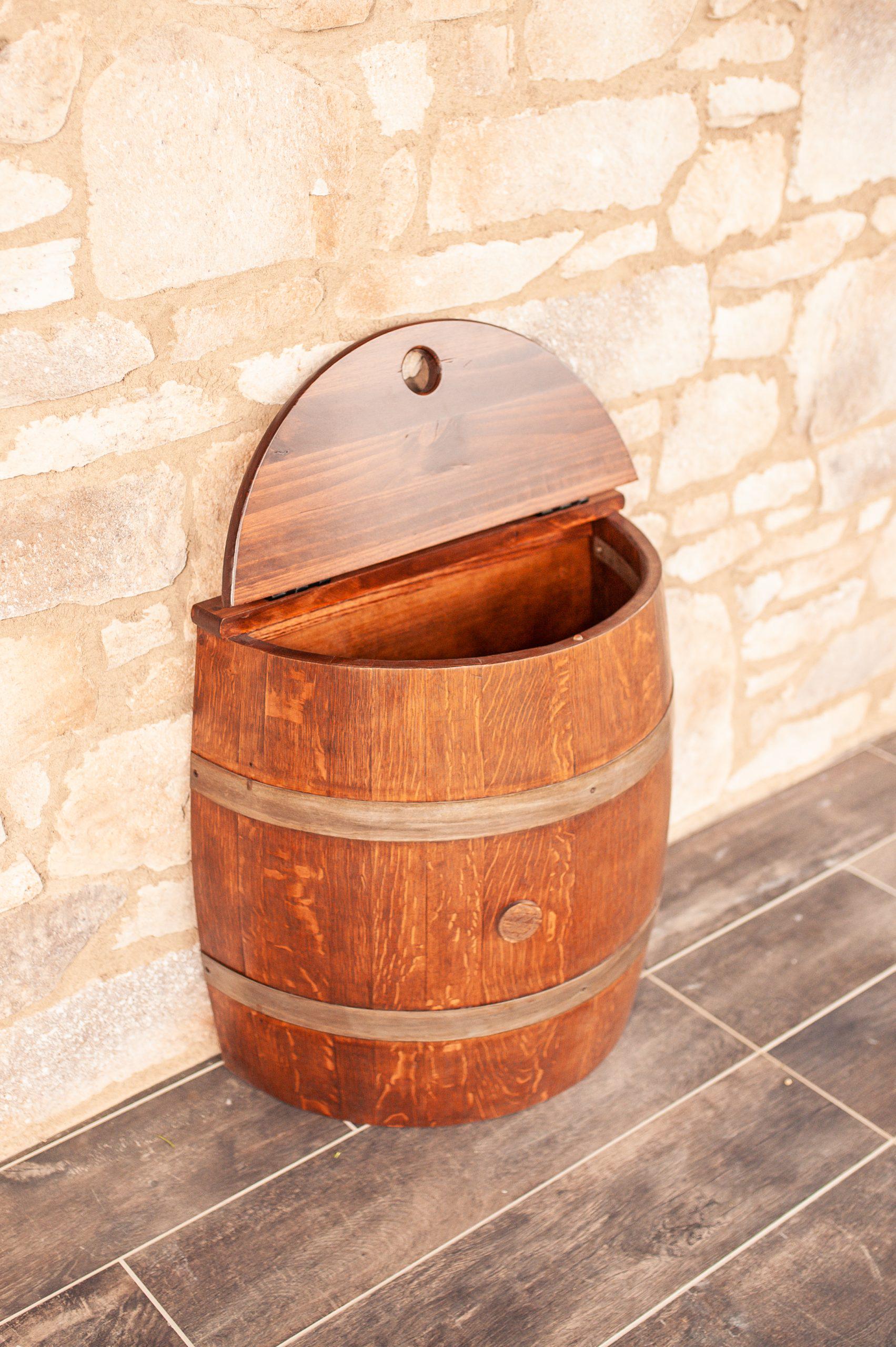Wooden Reclaimed Barrel Storage Bin 27" | Upcycled and Reclaimed | Wine ...