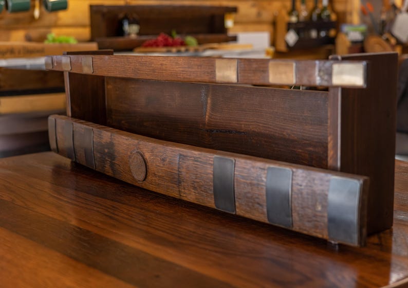 Floating Wooden Bottle Shelf Bourbon Barrel Rack Storage Rustic Display ...