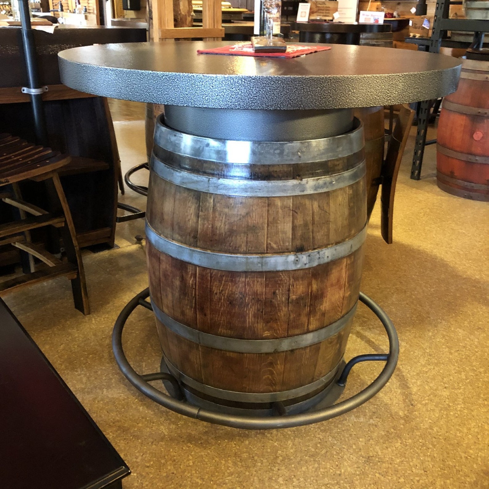 Wine Barrel Table Foot Rest | Oak Barrel Table Foot Rail - Etsy