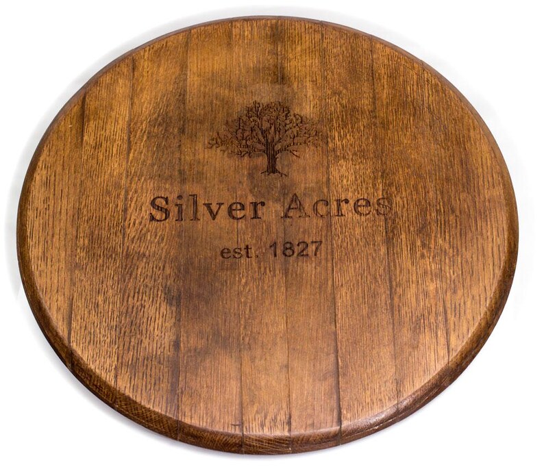 Custom Wooden Lazy Susan Monogram Oak Barrel Hand Crafted and ...