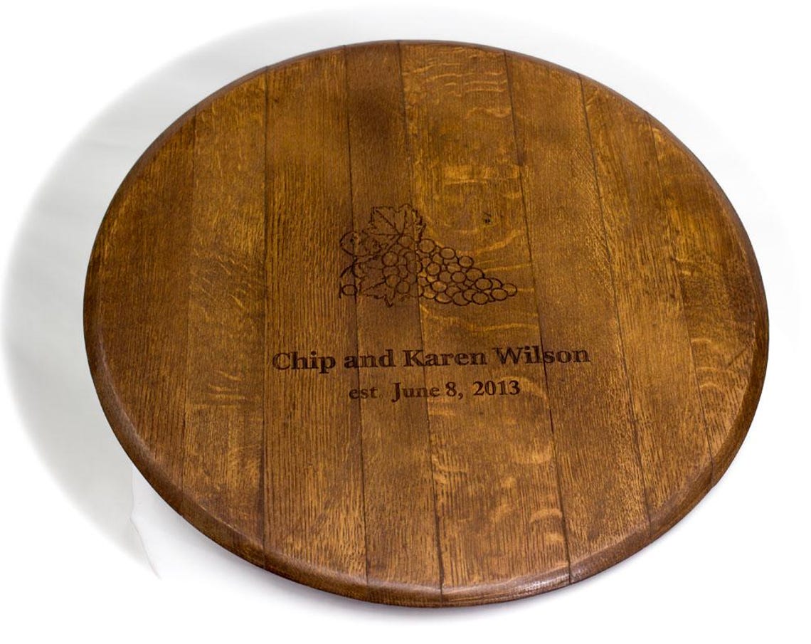 Custom Wooden Lazy Susan Monogram Oak Barrel Hand Crafted and ...