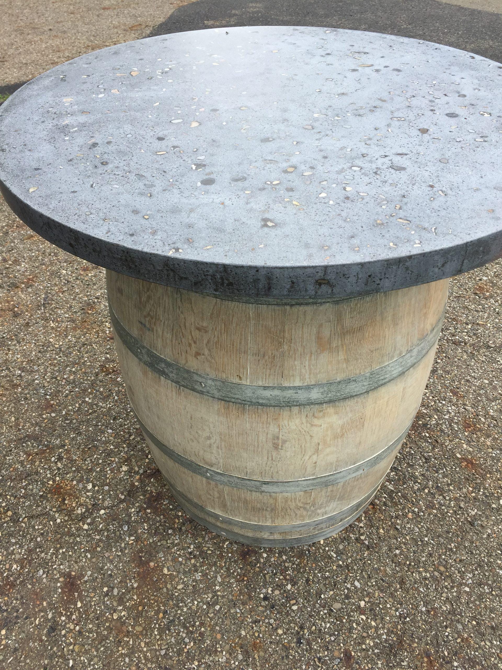 Concrete Top Barrel Table | Reclaimed Wine Barrel Furniture | Rustic ...
