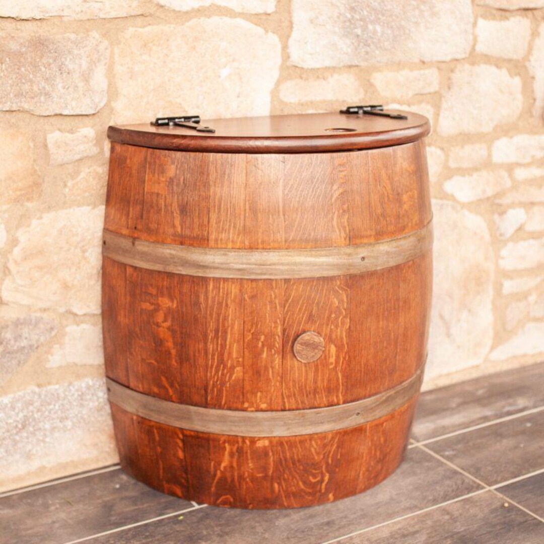 Wooden Reclaimed Barrel Storage Bin 27" | Upcycled and Reclaimed | Wine ...