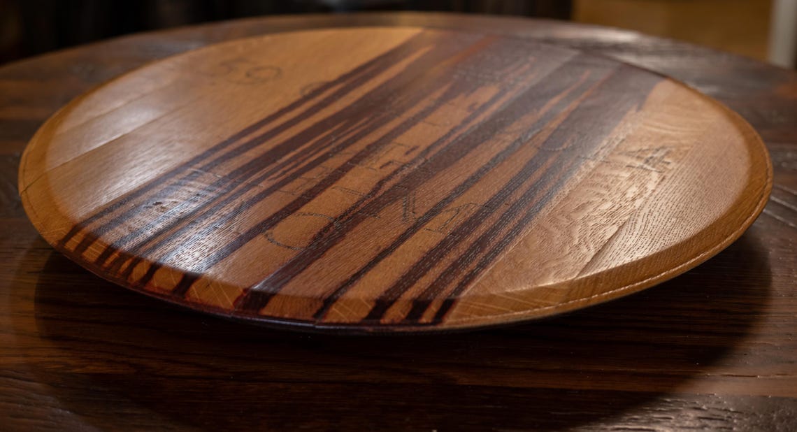 Custom Wooden Lazy Susan Monogram Oak Barrel Hand Crafted and ...