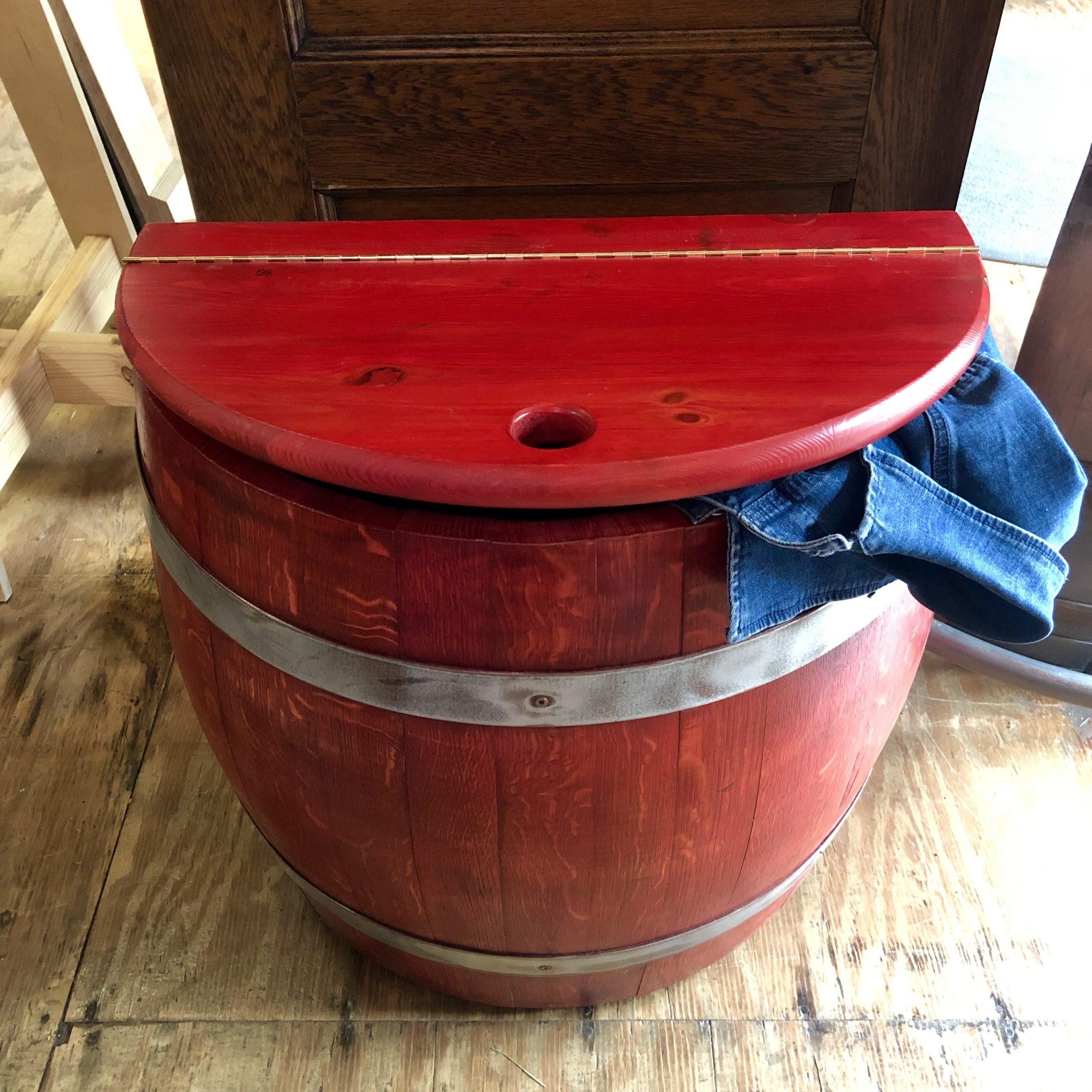 Wooden Reclaimed Barrel Storage Bin 27" | Upcycled and Reclaimed | Wine ...