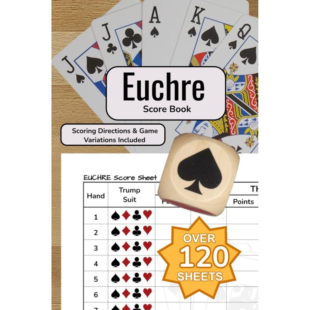 Euchre Score Book Scoring Directions Game Variations Guide Sheet Chuck ...