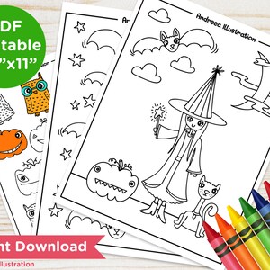 PRINTABLE Halloween Coloring Pages, Instant Download Pumpkin Party ...